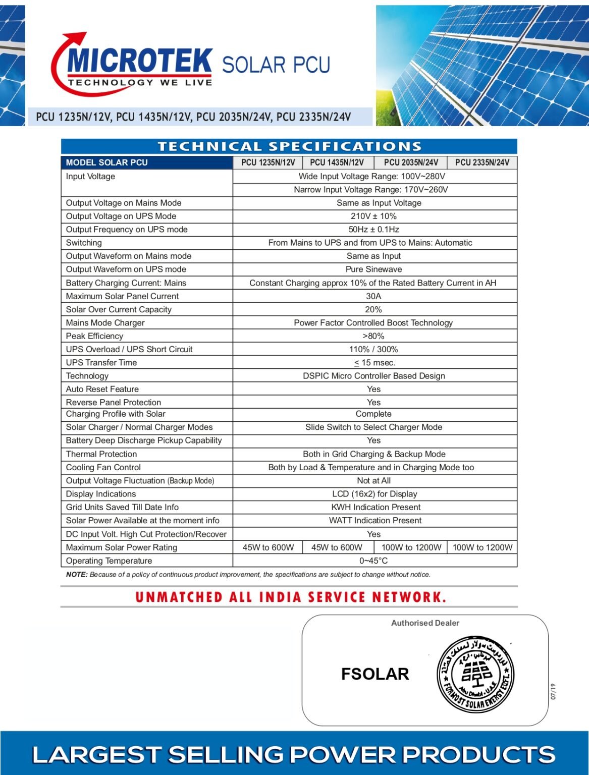 Microtek Inverter 2035VA 24V Pure Sine Wave With PWM Solar Charge ...