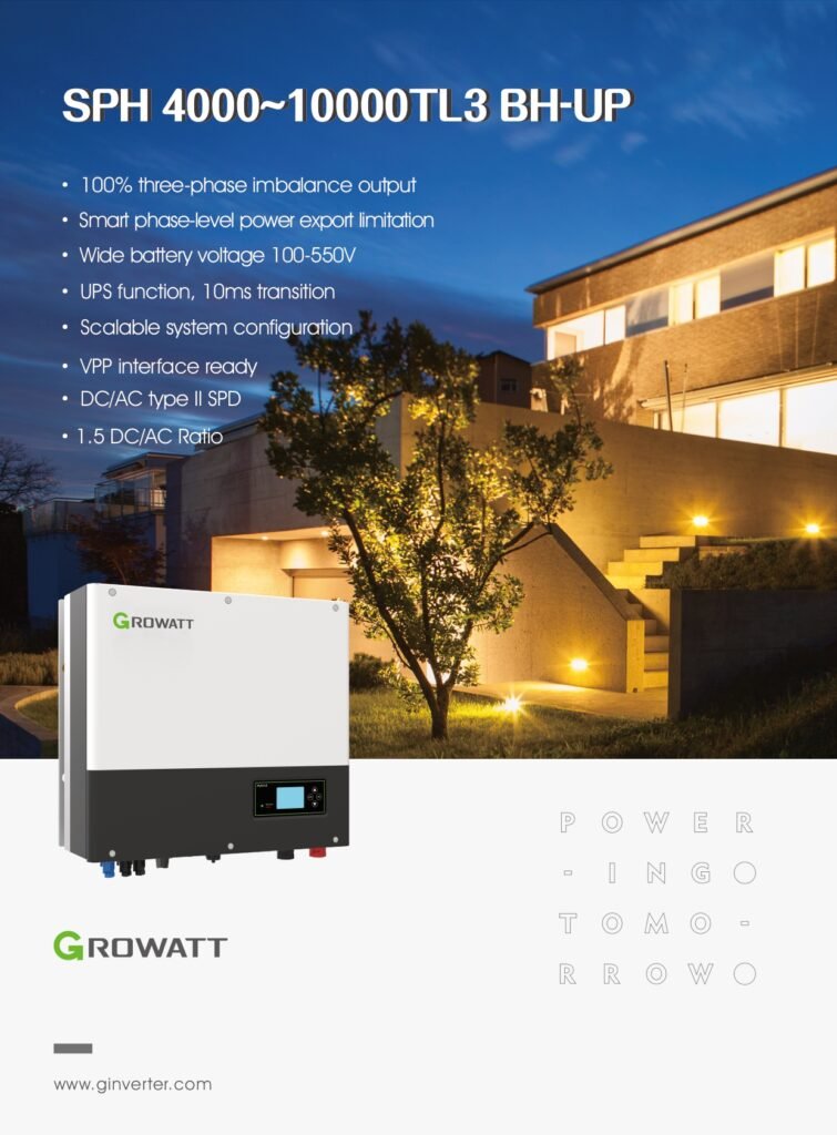 Growatt 8000VA Hybrid Solar Inverter With MPPT Three Phase SPH 8000TL3 BL-UP - EMARATI SOLAR
