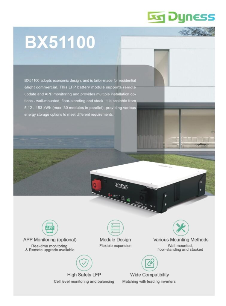 Dyness 100AH 48V 5.12KWh Lithium Battery LiFePO4 BX51100 - EMARATI SOLAR